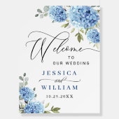 Elegant Blue Hydrangea Eucalyptus WEDDING Welcome Foam Board | Zazzle
