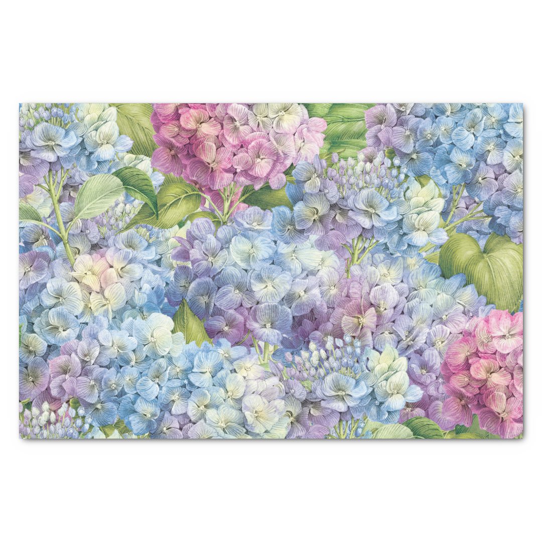 Elegant Blue Hydrangea Floral Pattern Decoupage Tissue Paper | Zazzle