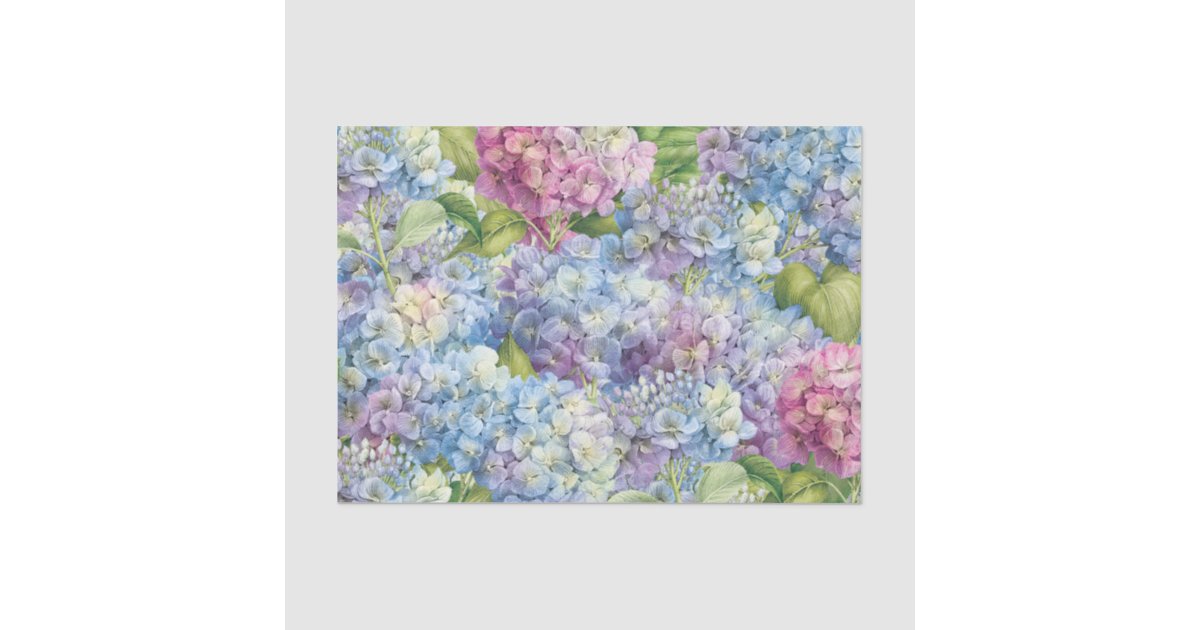 Elegant Blue Hydrangea Floral Pattern Decoupage Tissue Paper | Zazzle