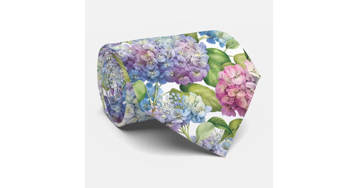 Elegant Blue Hydrangea Floral Pattern Wedding Neck Tie | Zazzle