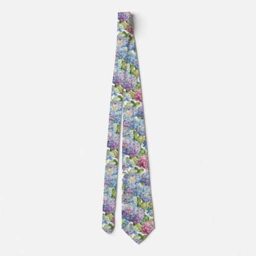 Elegant Blue Hydrangea Floral Pattern Wedding Neck Tie | Zazzle