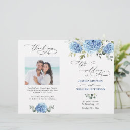Elegant Blue Hydrangea Wedding Ceremony Program | Zazzle