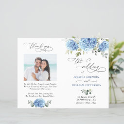 Elegant Blue Hydrangea Wedding Ceremony Program | Zazzle