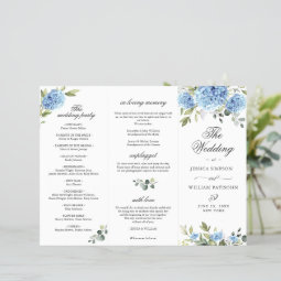 Elegant Blue Hydrangea Wedding Ceremony Program | Zazzle