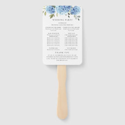Elegant Blue Hydrangea Wedding Ceremony Program Hand Fan | Zazzle