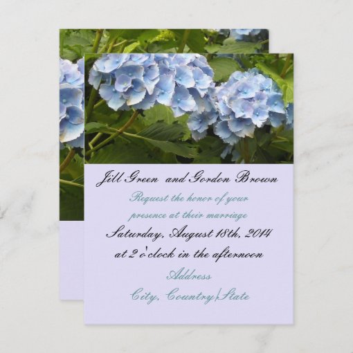 Elegant Blue Hydrangea Wedding Invitation | Zazzle