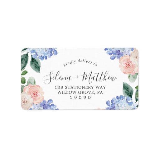 Elegant Blue Hydrangea Wedding RSVP Address Labels | Zazzle