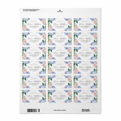 Elegant Blue Hydrangea Wedding RSVP Address Labels | Zazzle