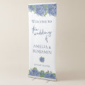 Elegant Blue Hydrangeas Wedding Welcome Retractable Banner | Zazzle