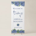 Elegant Blue Hydrangeas Wedding Welcome Retractable Banner | Zazzle