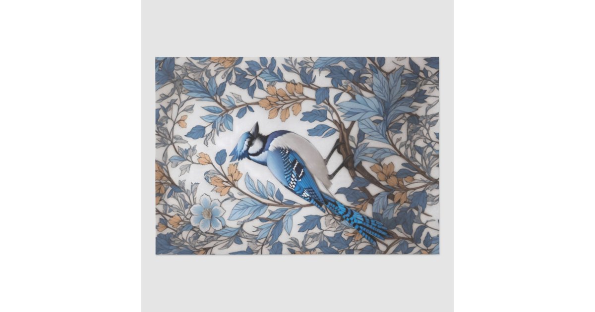 Elegant Blue Jay William Morris Inspired Tissue Paper | Zazzle
