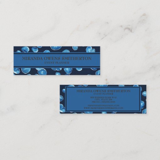 Elegant Blue Leaves Event Planner Mini Business Mini Business Card | Zazzle