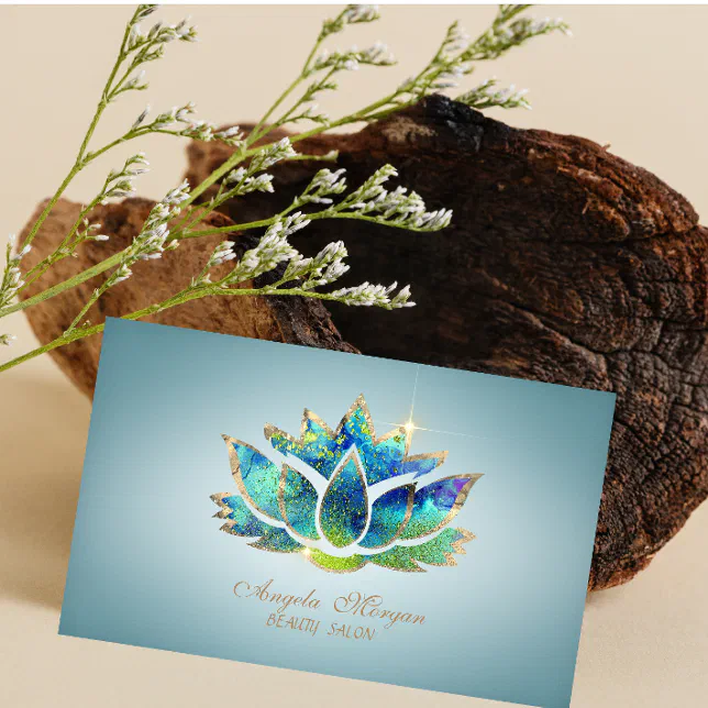 Elegant Blue Lotus Flower Business Card | Zazzle