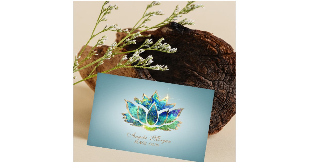 Elegant Blue Lotus Flower Business Card | Zazzle