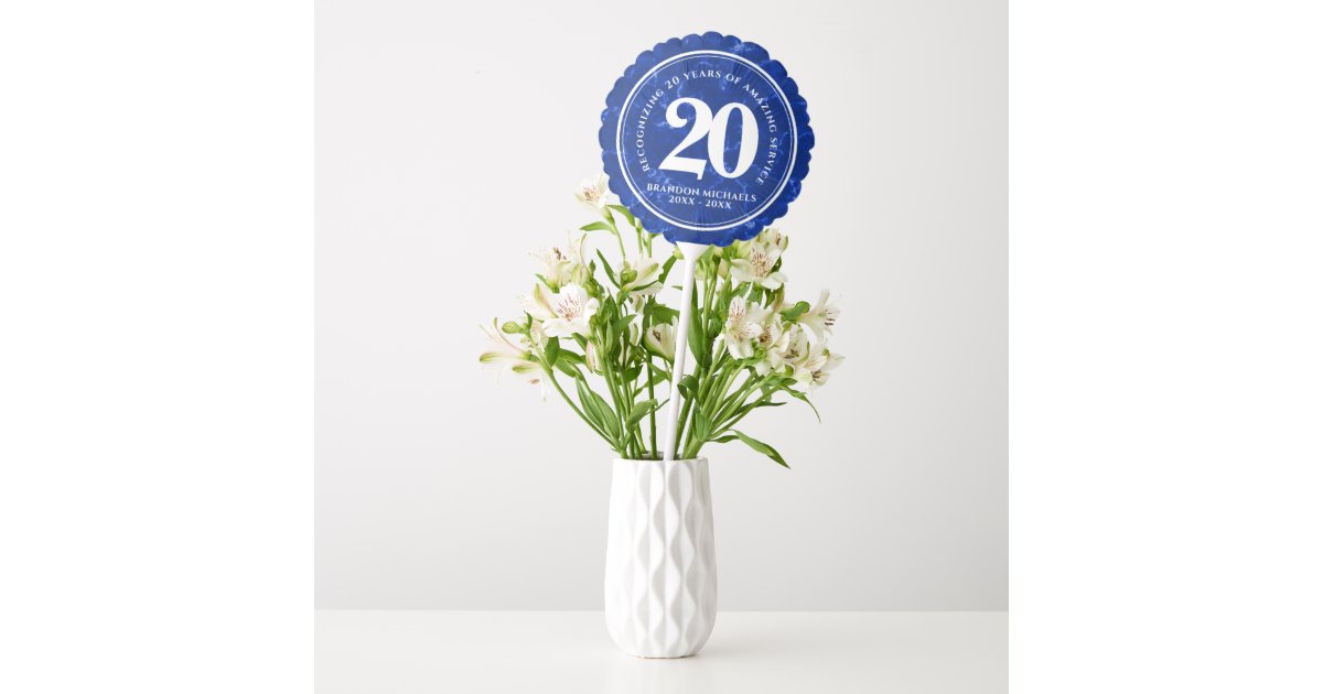 Elegant Blue Marble 20 Years Work Anniversary Balloon | Zazzle