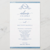 Elegant Blue Monogram Watercolor Wedding Program | Zazzle