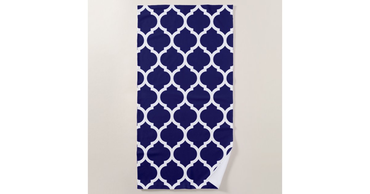 Elegant Blue Moroccan Quatrefoil Pattern Beach Towel Zazzle