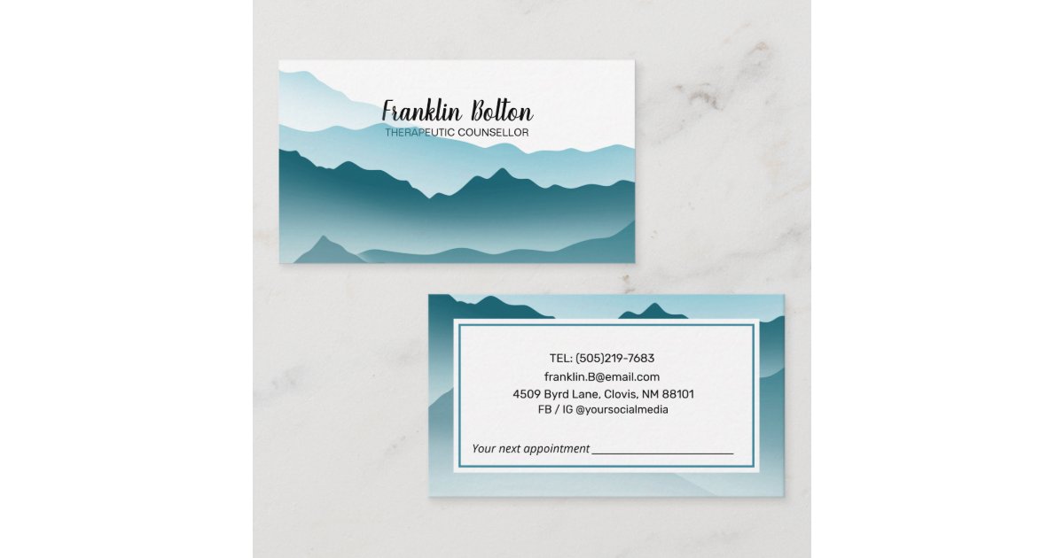 Elegant Blue Mountains Landscape Appointments Business Card | Zazzle