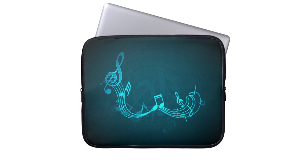 Elegant Blue Music Notes Texture Laptop Sleeve | Zazzle