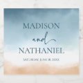 Elegant Blue Ocean Beach Shore Sand Wedding Liquor Bottle Label | Zazzle