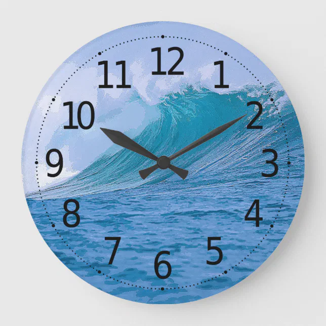 Elegant Blue Ocean Waves Acrylic Artwork | Large Clock | Zazzle
