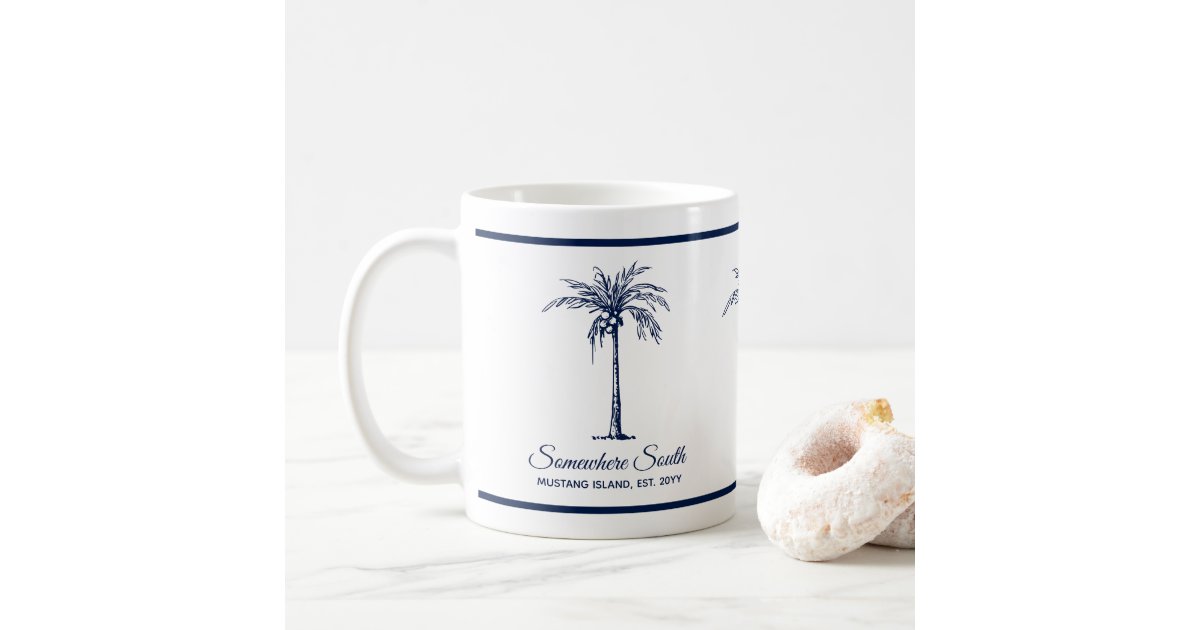 Elegant Blue Palm Tree Personalized Coffee Mug | Zazzle