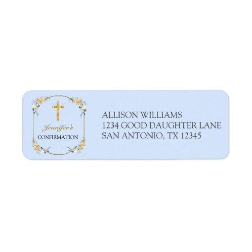 Elegant Blue Peach Floral Confirmation Return Label | Zazzle