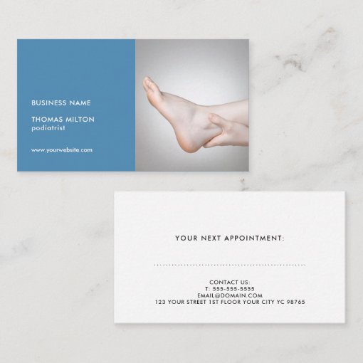 Elegant Blue Photo Podiatrist Appointment Card | Zazzle
