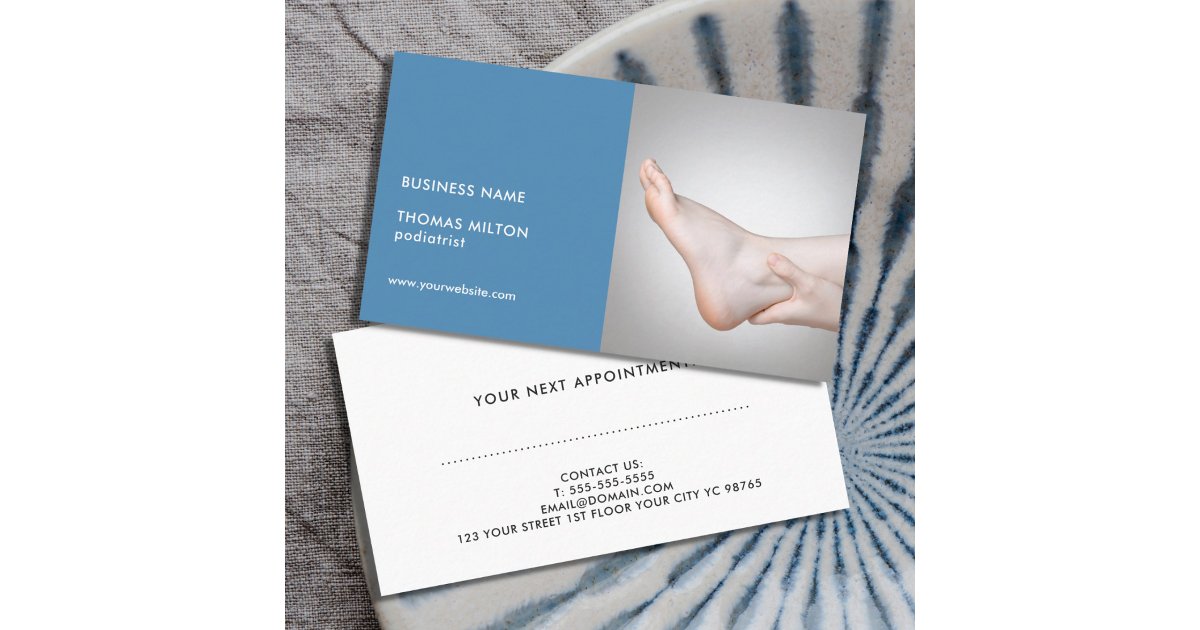 Elegant Blue Photo Podiatrist Appointment Card | Zazzle