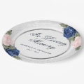Elegant Blue Pink Floral Memorial Funeral Paper Plates | Zazzle