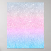 Elegant Blue Pink Silver Glitter Design Poster | Zazzle