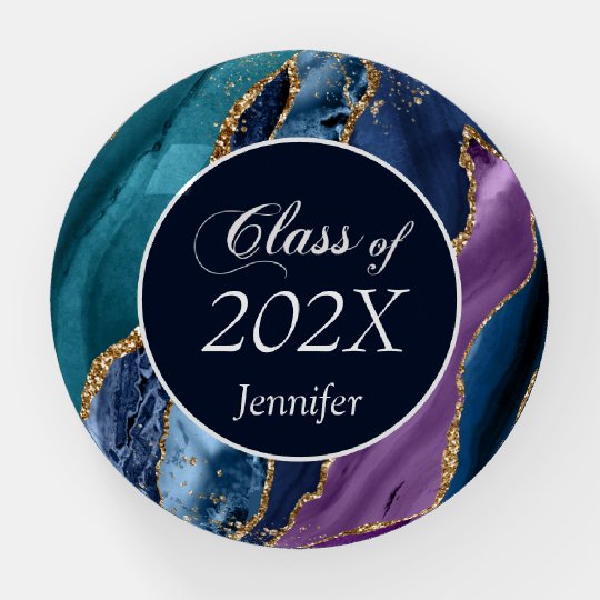Elegant Blue Purple Gold Agate Graduation Paperweight | Zazzle.com