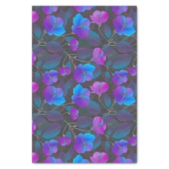 Elegant Blue Purple Pink Flowers Tissue Paper | Zazzle