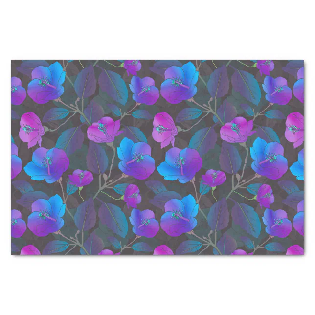 Elegant Blue Purple Pink Flowers Tissue Paper | Zazzle
