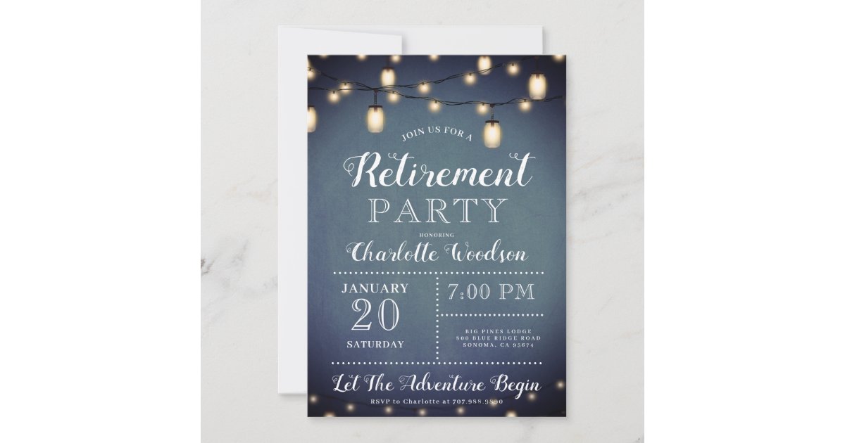 Elegant Blue Retirement Party Invitation | Zazzle
