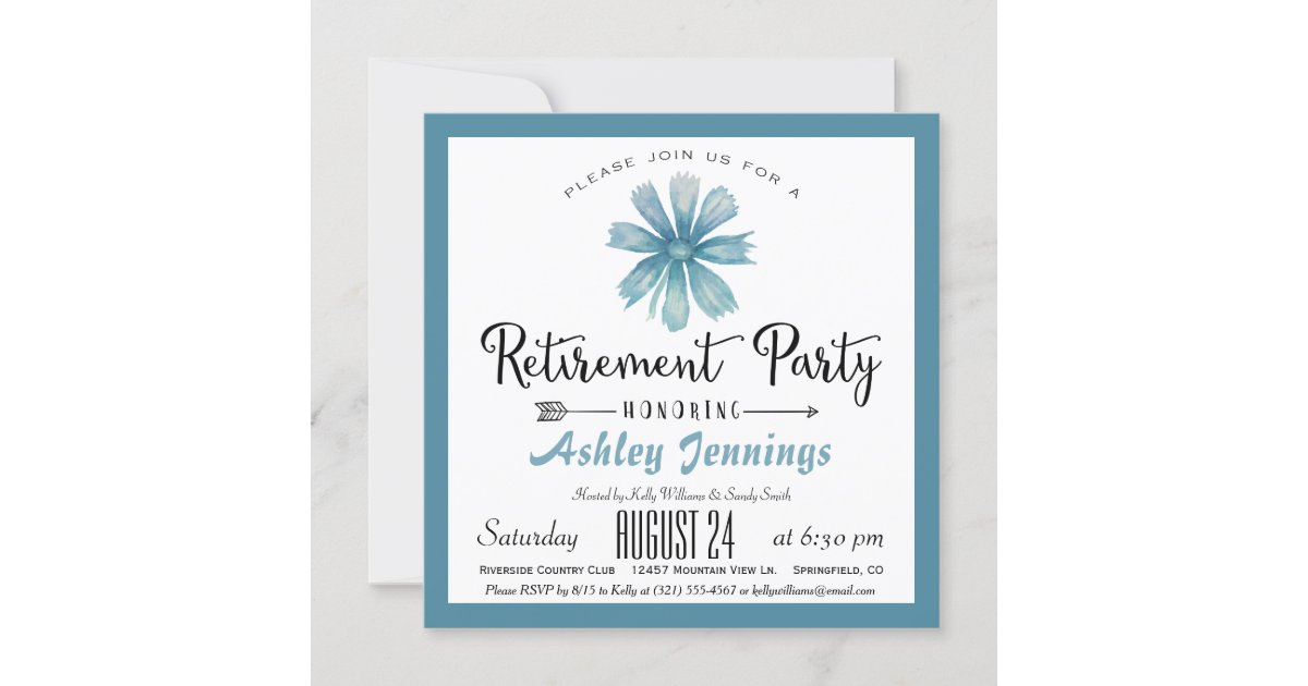 Elegant Blue Retirement Party Invitation | Zazzle
