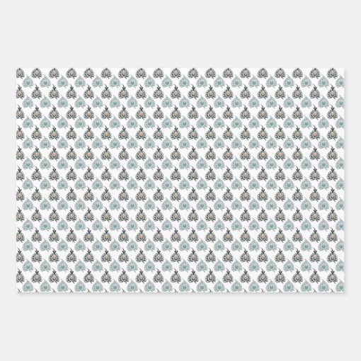 Elegant Blue Rose Floral Pattern Wrapping Paper Sheets | Zazzle