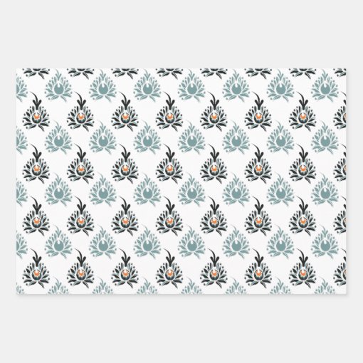 Elegant Blue Rose Floral Pattern Wrapping Paper Sheets | Zazzle