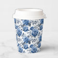 Elegant blue rose pattern paper cups | Zazzle