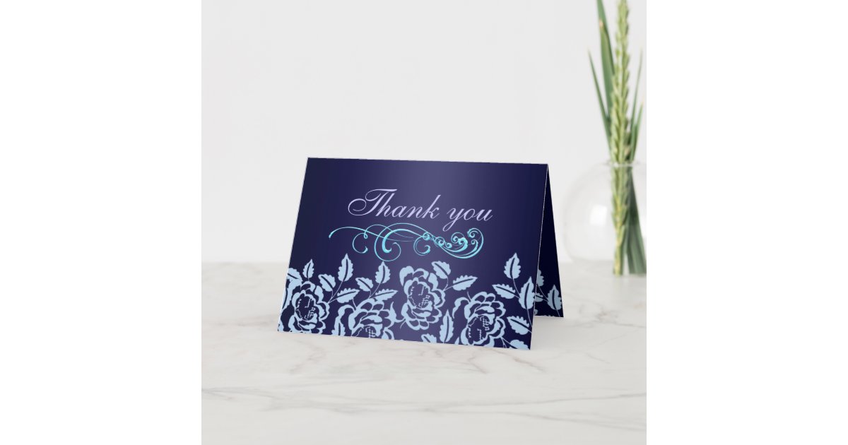 Elegant Blue Rose Thank You Card | Zazzle