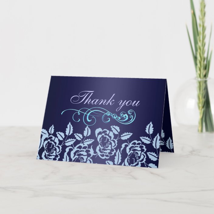 Elegant Blue Rose Thank You Card | Zazzle.com