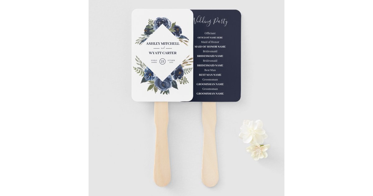 Elegant Blue Roses Hand Fan | Zazzle