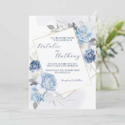 Elegant Blue Roses Wedding Invitation | Zazzle