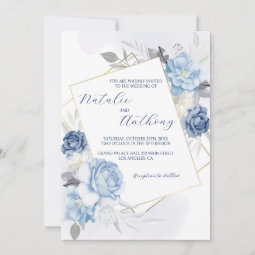 Elegant Blue Roses Wedding Invitation | Zazzle