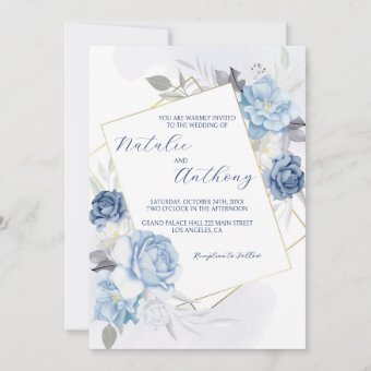 Elegant Blue Roses Wedding Invitation | Zazzle