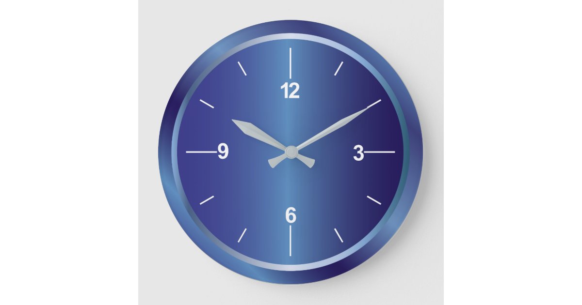 Elegant blue round wall clock | Zazzle