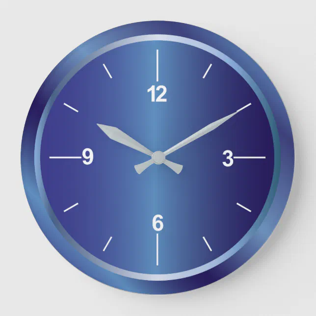 Elegant blue round wall clock | Zazzle