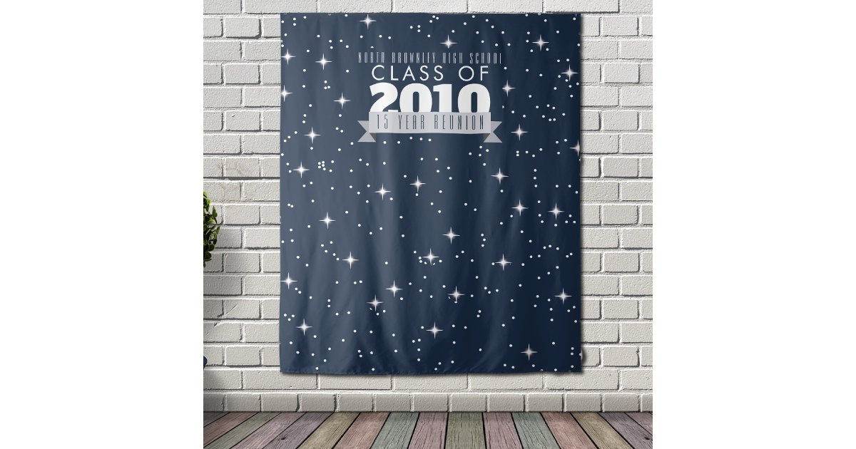 Elegant, blue School Reunion Photobooth backdrop | Zazzle