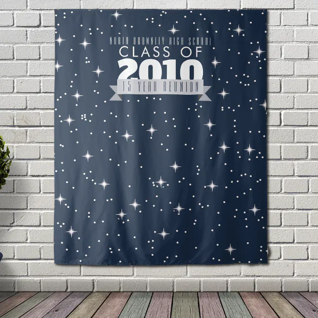 Elegant, blue School Reunion Photobooth backdrop | Zazzle