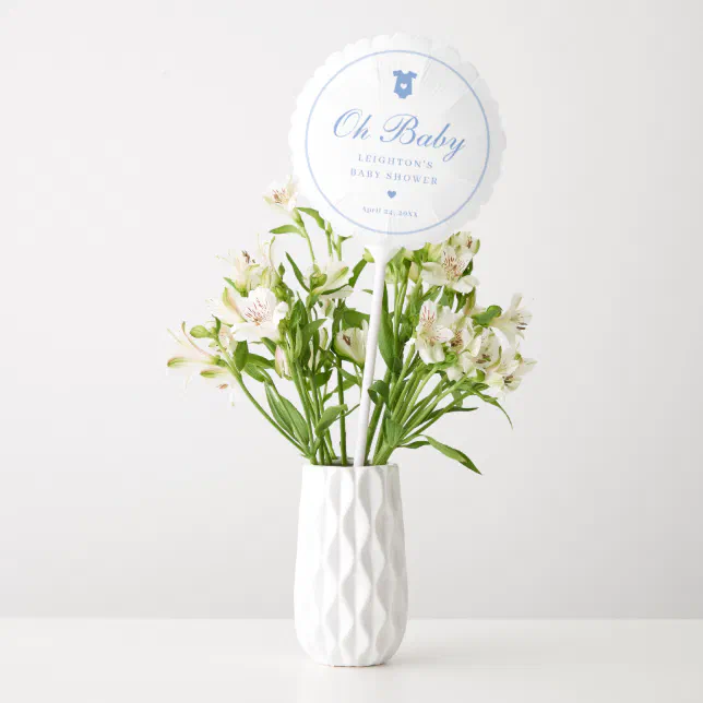 Elegant Blue Script Boys Baby Shower Balloon | Zazzle
